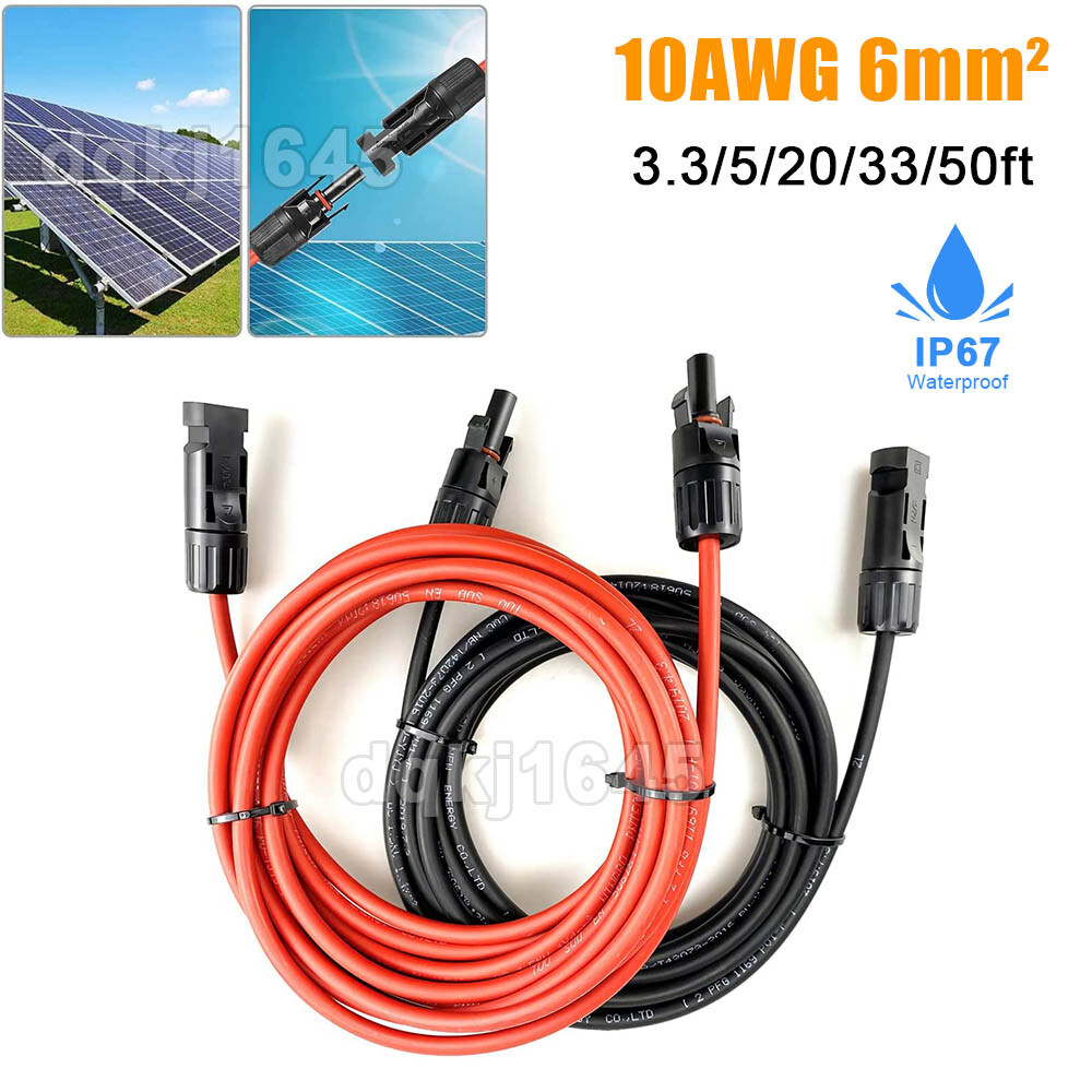 10AWG Black+Red Pair Solar Panel Extension | Grelly USA