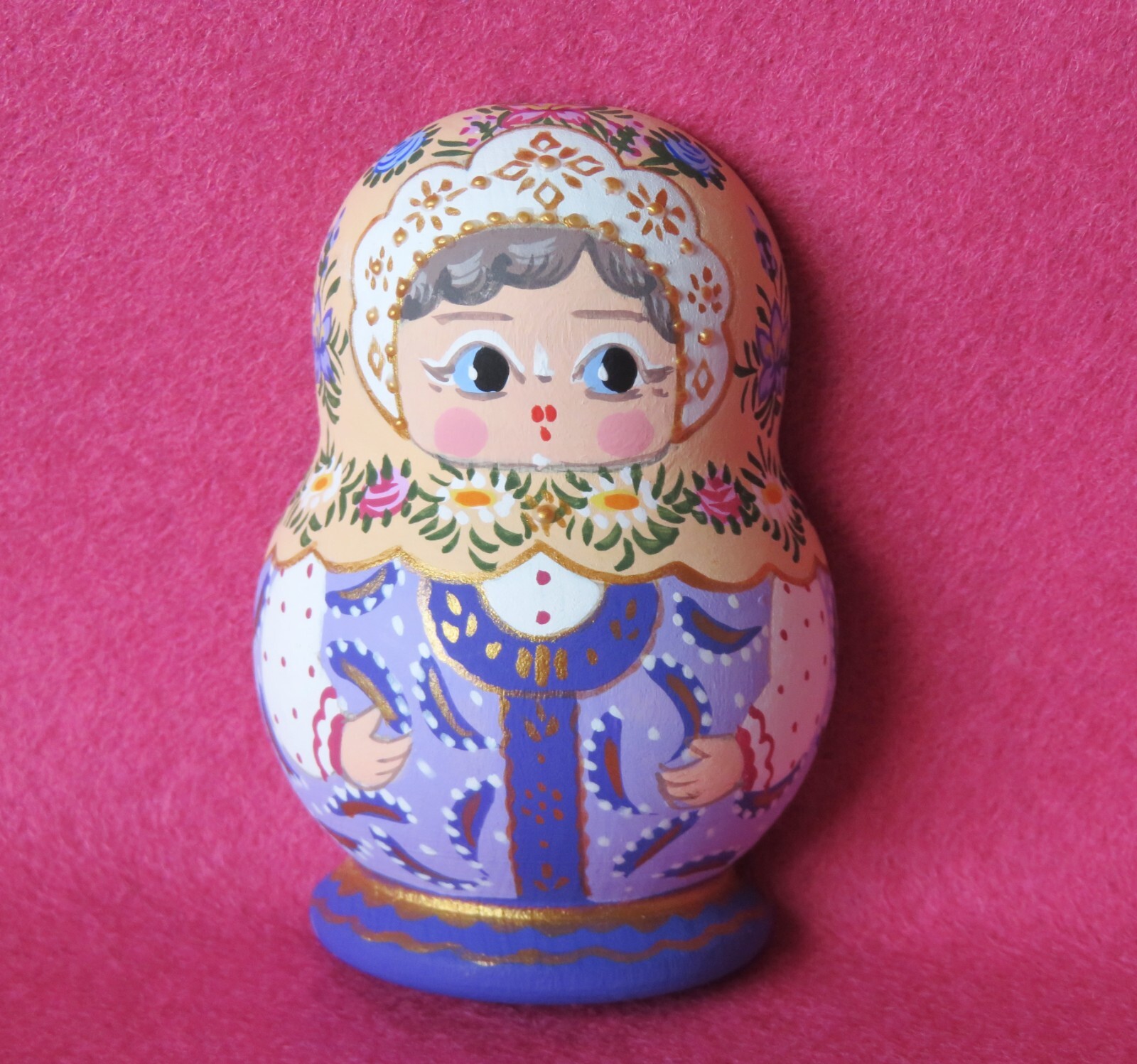 Matryoshka White Lilac Fridge Magnet Russian doll HAND PAINTED MITINA ...
