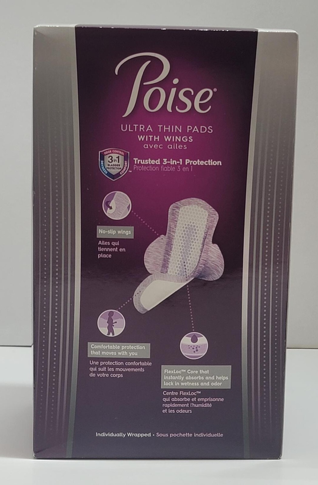 Poise Active Collection Ultra Thin Pad with Wings - Pack of 18, 4 ...