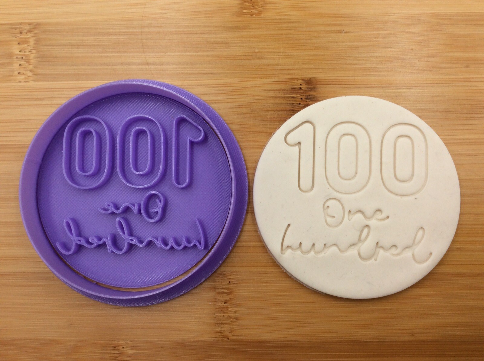 100 One hundred Birthday Cookie Embosser 100th Anniversary Fondant ...