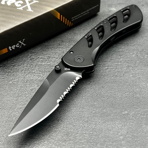 Case Cutlery TecX Exo-Lock Black Serrated Blade EDC Folding Pocket ...