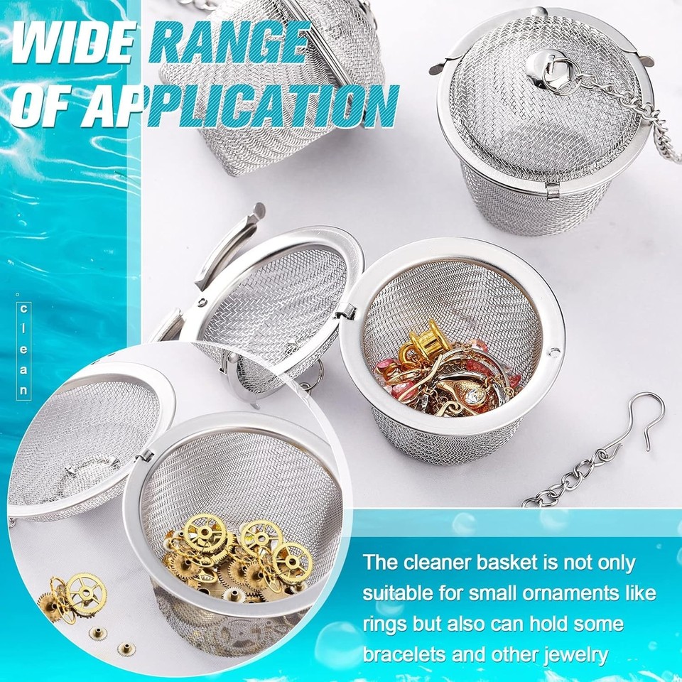 6 Pcs Ultrasonic Watch Parts Cleaner Baskets Stainless Steel Jewelry ...