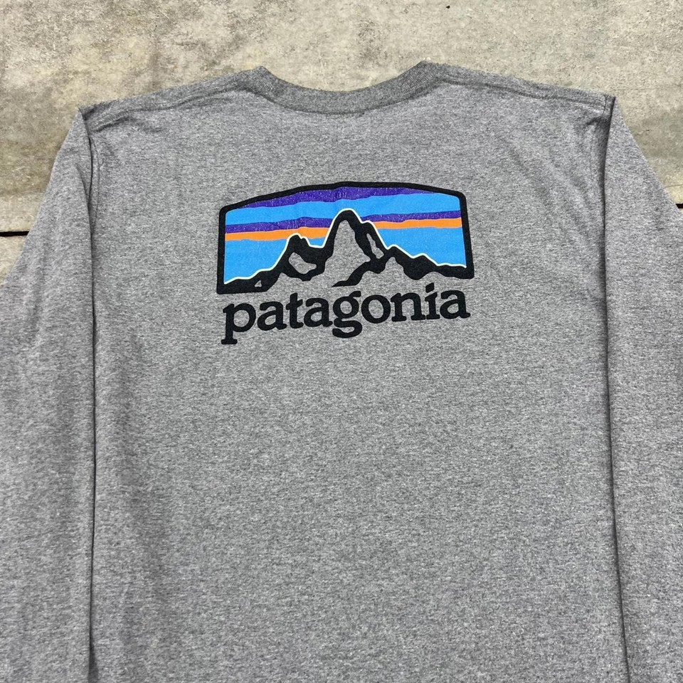 vintage patagonia dark grey box logo long sleeve shirt size large | eBay