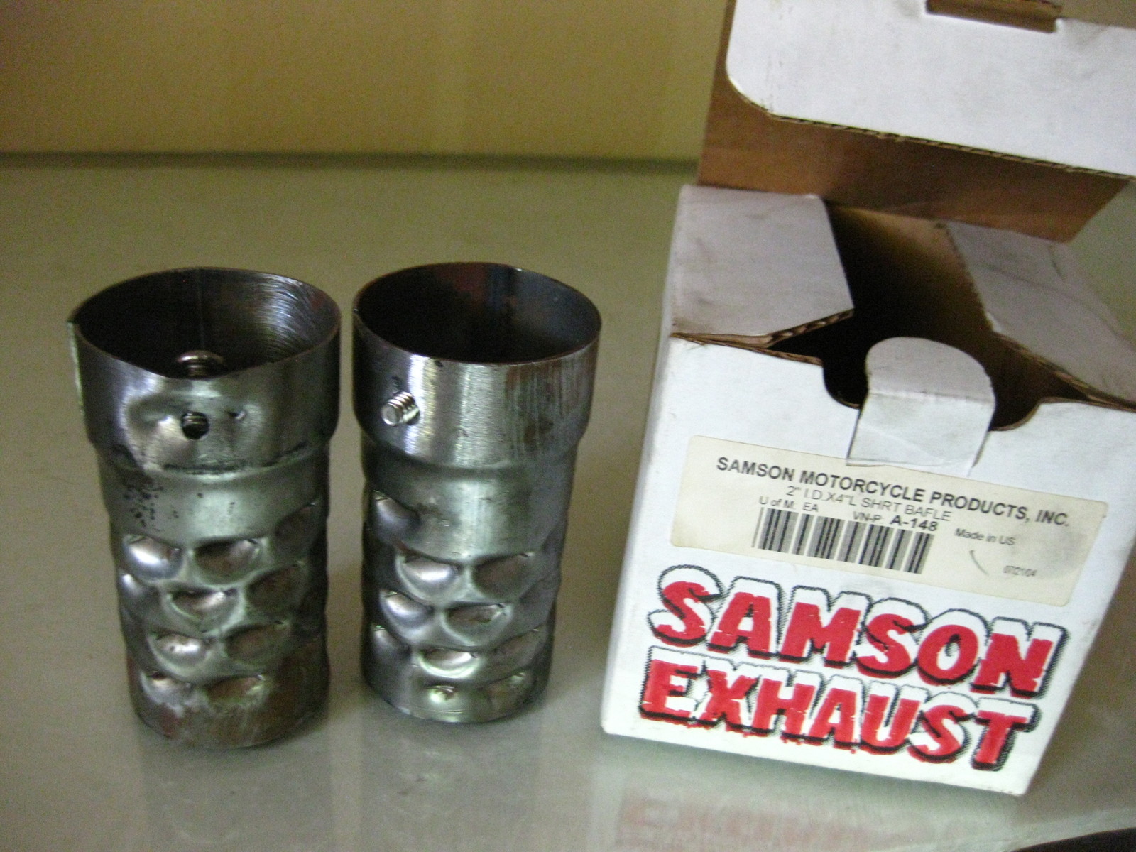 New Shortier Bafles Samson Pipes exhaust SET A-147 2"DX4"L 60-194 PN:A ...