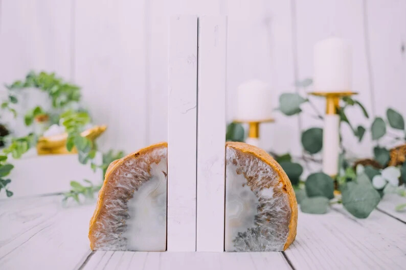 11 lbs Amethyst Book Ends, Agate Bookend Pair - Geode Bookend - Home ...