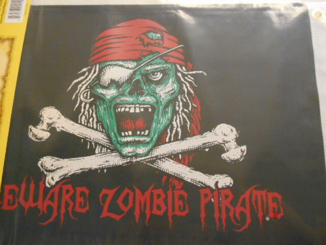 New BEWARE ZOMBIE PIRATE 12" x 18" Two Sided 200 Denier Fade Resistant ...