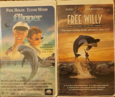 Free Willy and flipper (VHS, 1993, Clamshell) Jason James Richter ...