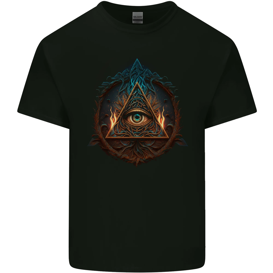 Illuminati Eye With Flames Conspiracy Fantasy Mens Light Cotton T-Shirt ...