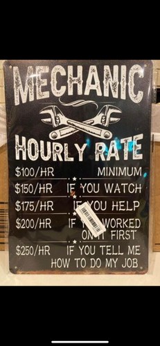 Mechanic Hourly Rate Metal Sign | eBay UK