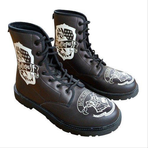 Harry Potter Hogwarts Hufflepuff Brown Vegan Leather Boots Size 10 W/7 ...