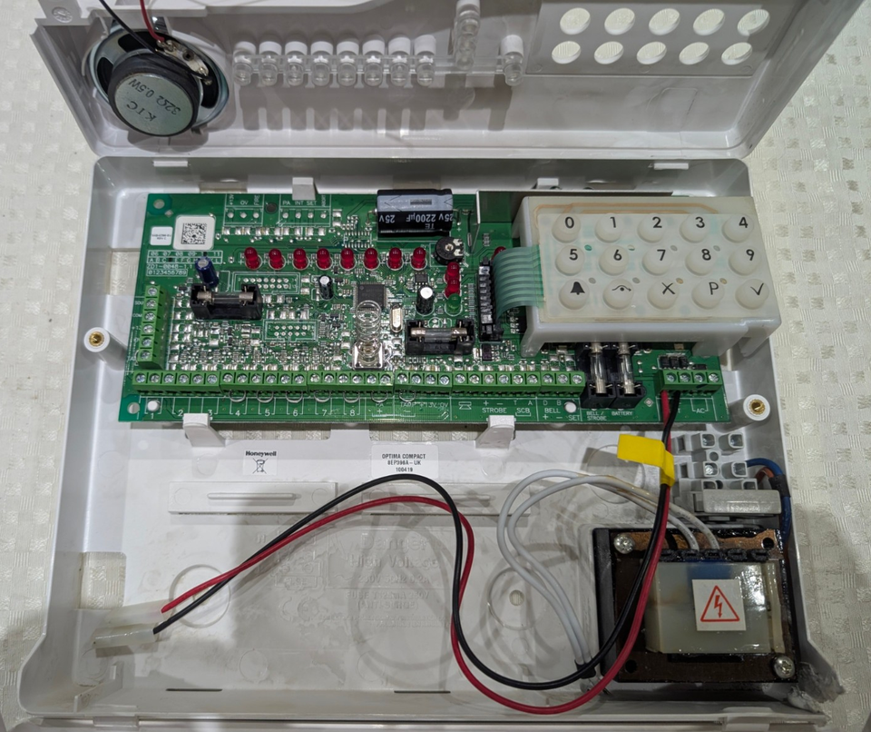 Honeywell Optima Compact Intruder Alarm Panel with back-up battery cell ...