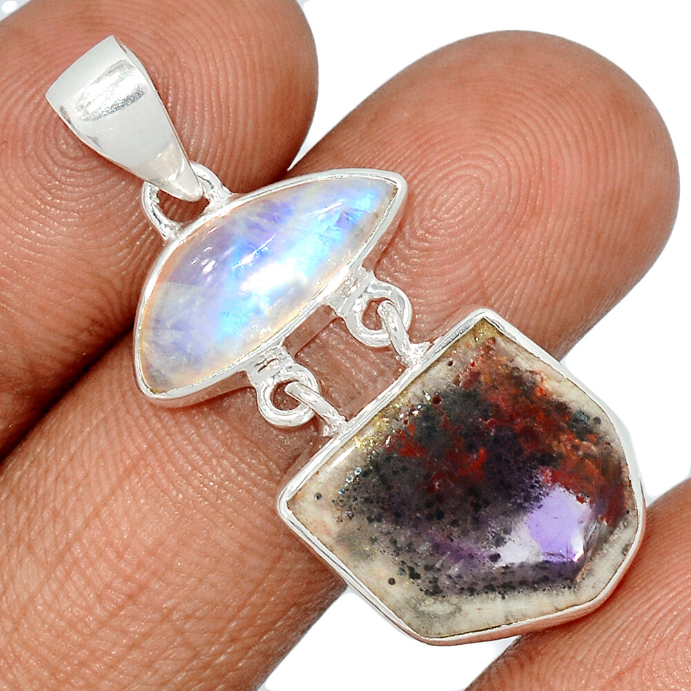 Natural Super Amethyst 23 & Moonstone 925 Silver Pendant YS3 CP28725 | eBay