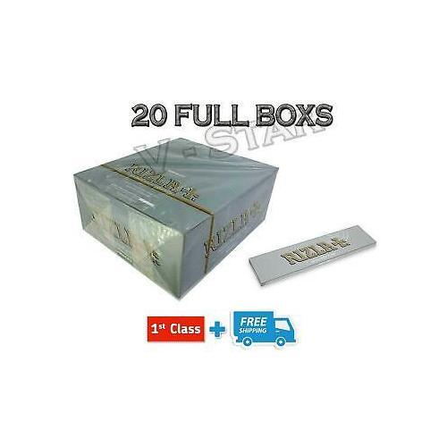 20 BOX RIZLA SILVER KING SIZE SLIM ULTRA THIN CIGARETTE SMOKING ROLLING PAPERS | eBay