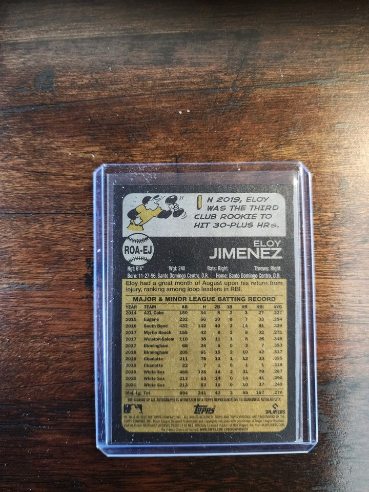 2022 Topps Heritage High Number Eloy Jimenez Real One Auto ROA-EJ SP On ...