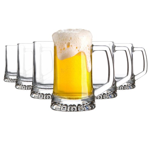 6x Stern Glass Beer Mugs Classic German Style Pale Ale Stein Tankard ...