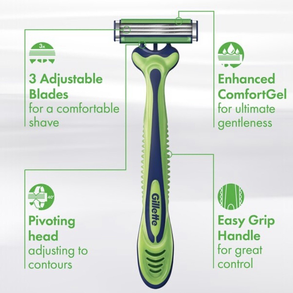 NEW Gillette Sensor 3 Mens Disposable Razor Sensitive Skin 4-pack ...