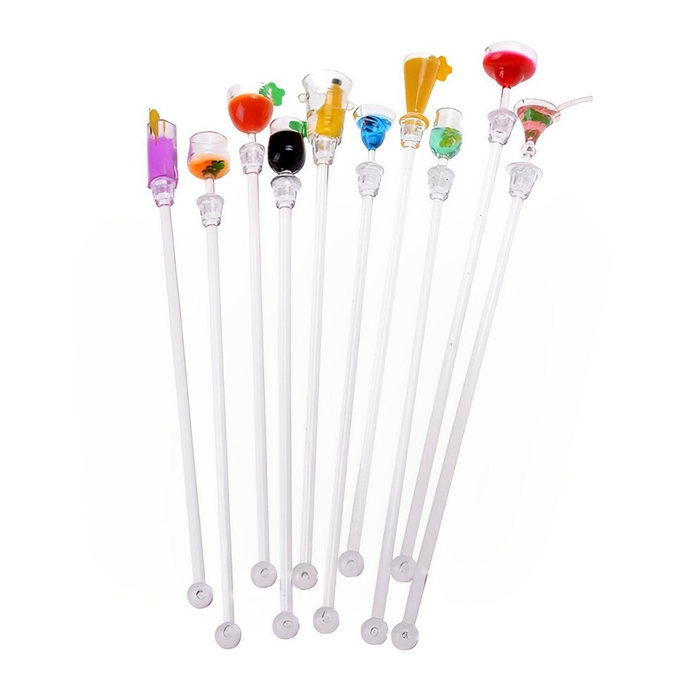 Cocktail Drink Swizzle Stirrer Sticks with Cup Shape 10 packs | eBay