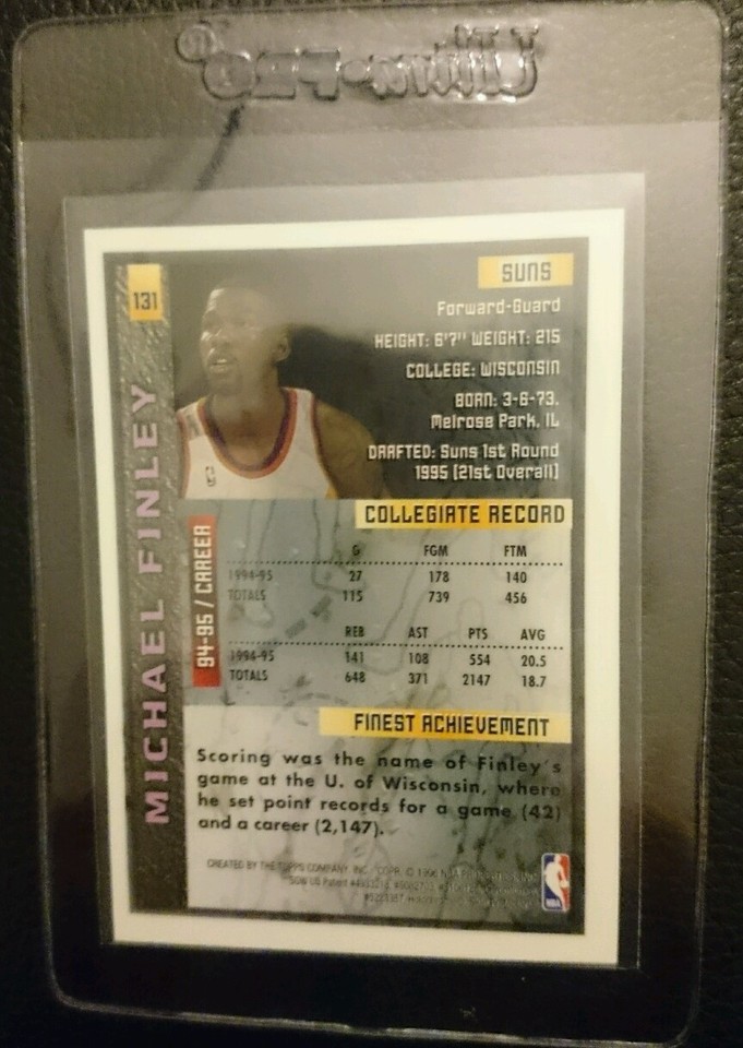 1995 TOPPS FINEST W/C #131 MICHAEL FINLEY ROOKIE CARD RC PHOENIX SUNS ...