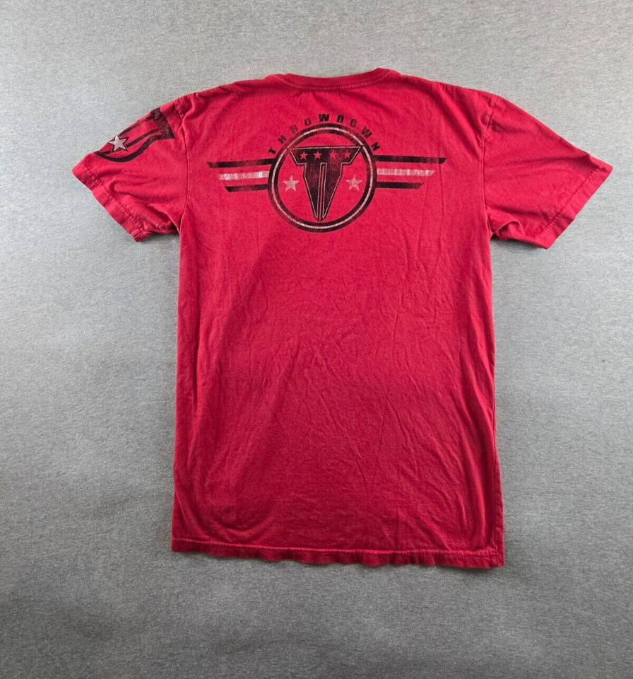 Affliction Shirt Mens XL Red Throwdown Premium Spellout Mens T Shirt ...