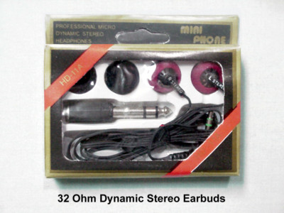 (2) sets of 32-Ohm Stereo Earbuds - Model HD-11A - 3.5mm Plug ** USA ...