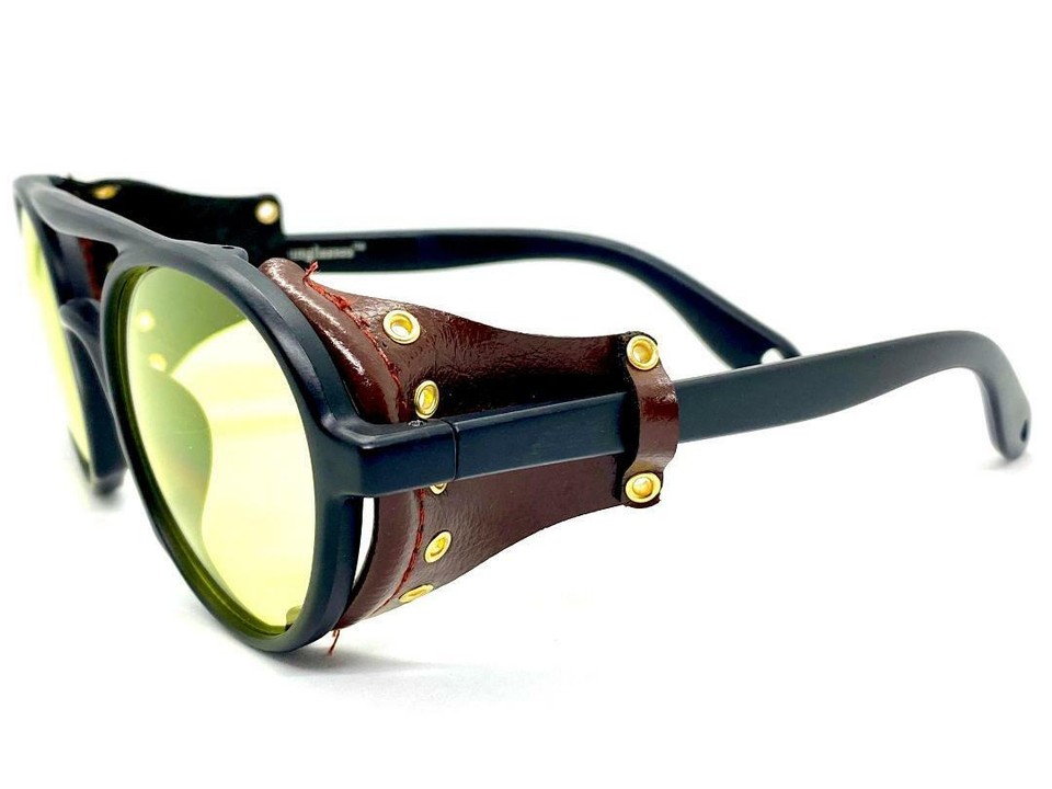 Men's RETRO STEAMPUNK Cyber SUNGLASSES Goggles Round Black Frame ...