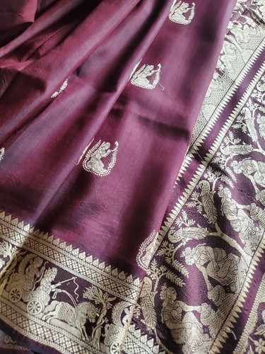 Women Pure Silk Revival Baluchari Saree Handloom Designer Festive ...