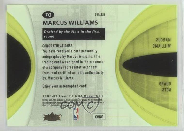 2006 Fleer EX Essential Credentials Now /70 Marcus Williams #70 Rookie ...