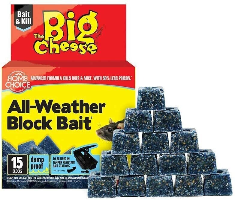 BIG CHEESE PROFESSIONAL STRENGTH BLOCK BAIT POISON STV RAT & MOUSE ...