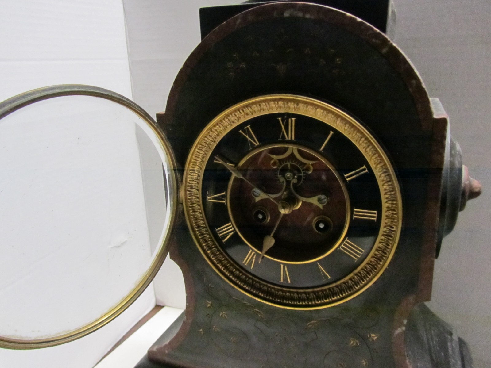 S. MARTI FANCY MARBLE FRENCH ANTIQUE CHIME CLOCK WORKING OPEN ...