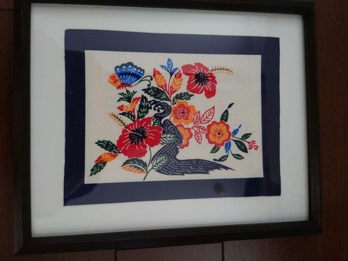 "522 Antique Okinawa Ryukyu Bingata Mini Tapestry Framed - Good ...