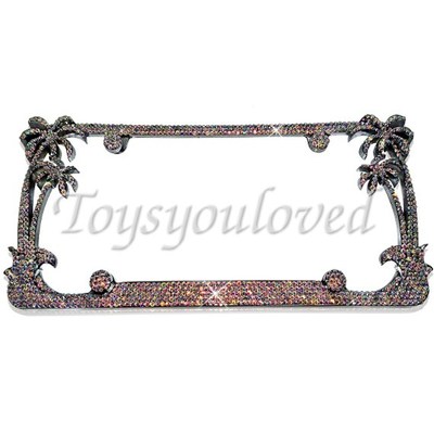 Palm Tree AB Crystal Bling License Plate Frame made with Swarovski ...