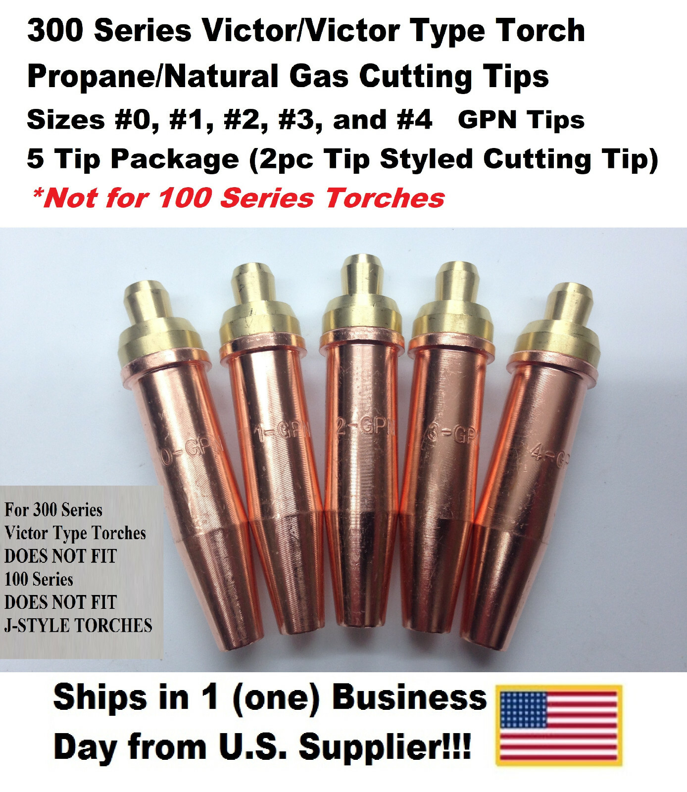 300 Series Propane/LGN Cutting Tips 1-GPN #0,1,2,3,4-Victor Type Torch ...