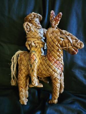 Vintage Straw Rattan Folk Cowboy Weave Donkey Woven Braided Zapata ...