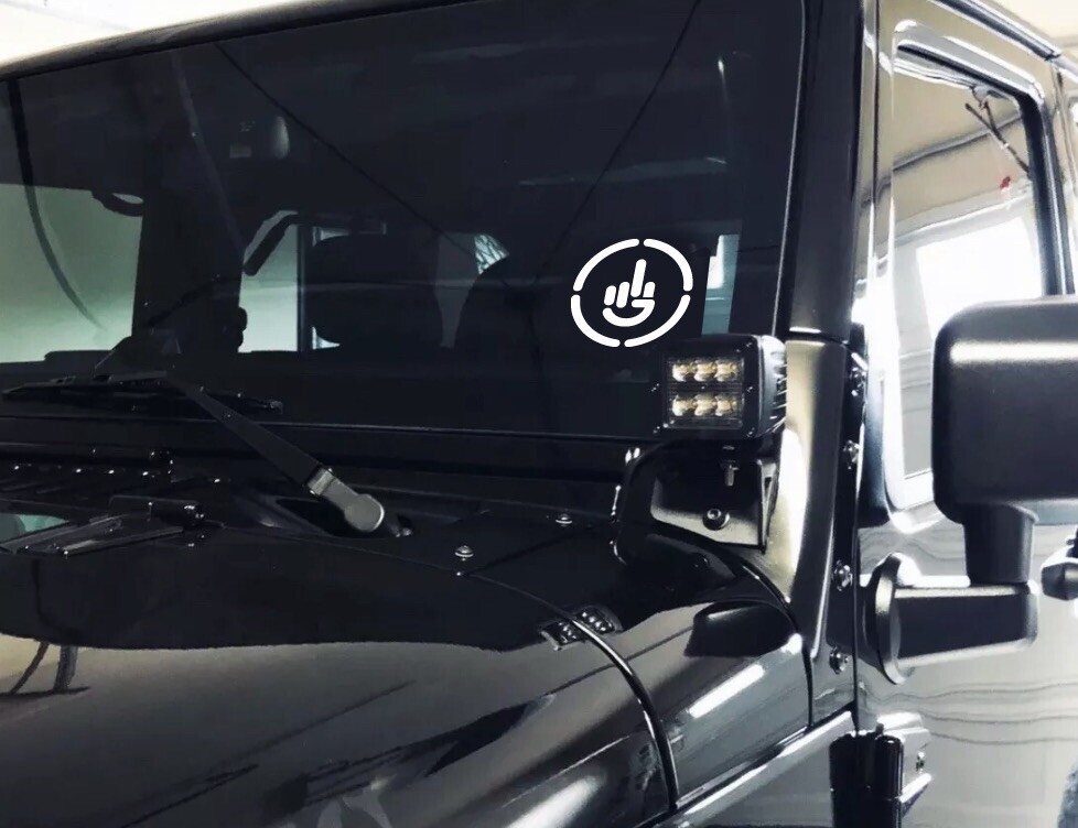 FUN WAVE DECAL (MIDDLE FINGER) MATTE WHITE • FOR JEEP CJ TJ YJ LJ JK ...