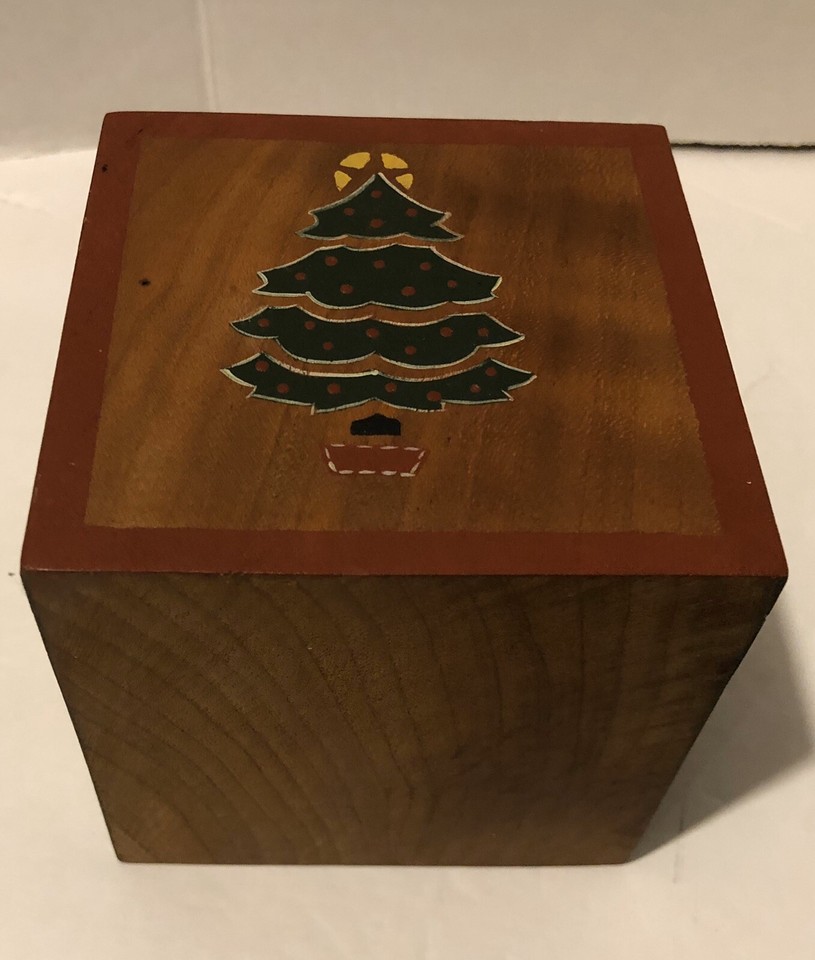 Wooden Craft Christmas Holiday Decorative Cube Paper weight | eBay