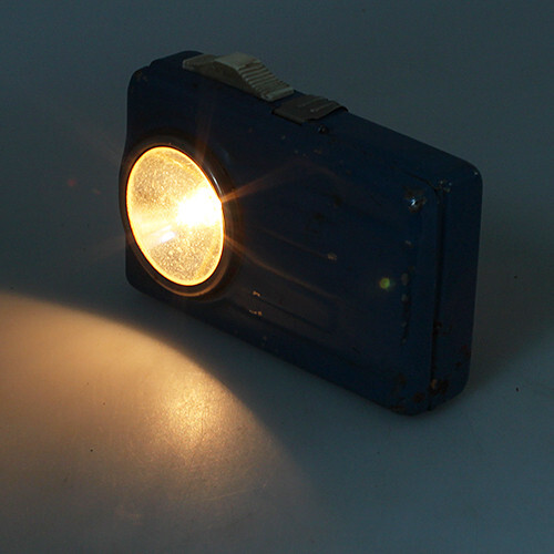 original antique old rare Blue Metal Glass Pocket Handheld Battery ...