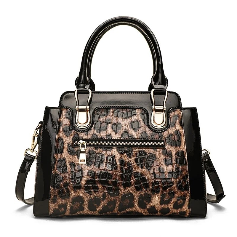Womens Leopard Print Handbag Leather Tote Shoulder Crossbody Luxury ...
