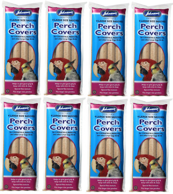 8x JOHNSONS LARGE SAND SANDED BIRD CAGE PERCH COVERS PARROT PARAKEET 4 ...