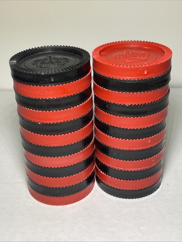 24 Jumbo Checkers Extra Red Black Interlocking Stackable Plastic Pieces ...
