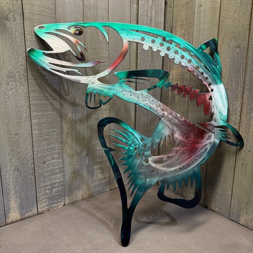 24" Plasma Cut Metal Trout Sign Jumping Fish Wall Art | eBay