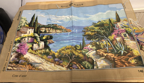 Part Completed Giant Royal Paris Tapestry Canvas- Cote d'azure 60cm x ...