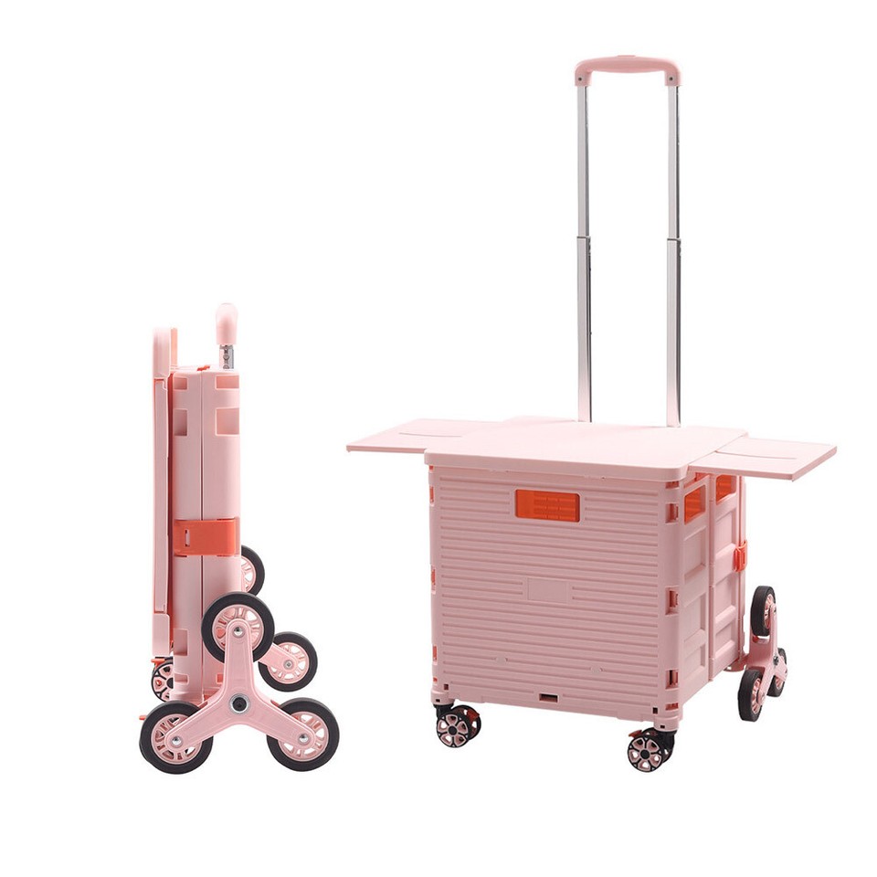 Foldable Trolley Crate Boot Cart Mobile Shopping Camping Picnic Storage ...