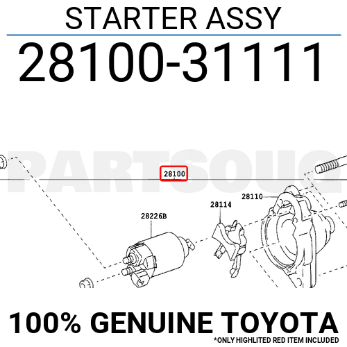 2810031111 Genuine Toyota STARTER ASSY 28100-31111 | eBay
