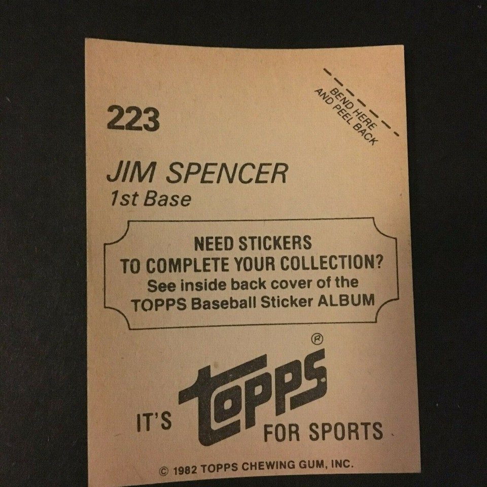 Topps 1982 Baseball Sticker Book sticker #223 JIM SPENCER | eBay