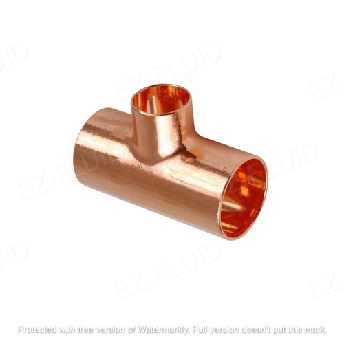 EZ-FLUID Plumbing 3/4" X 3/4" X 1/2" Copper Reducing Tee Solder ...