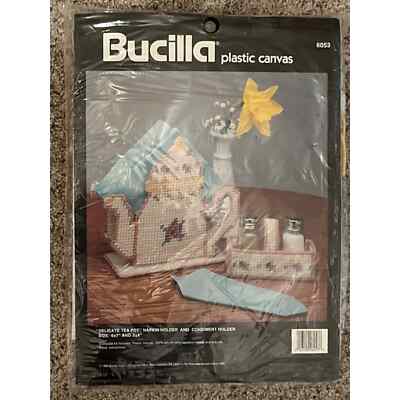 BUCILLA Plastic Canvas "Delicate Tea Pot" Napkin Holder Condiment ...