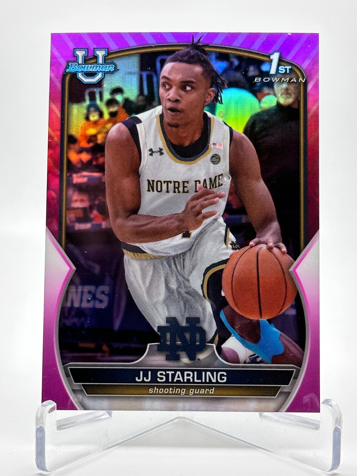 JJ Starling PINK REFRACTOR SP - 2022-23 1st Bowman Chrome University ...