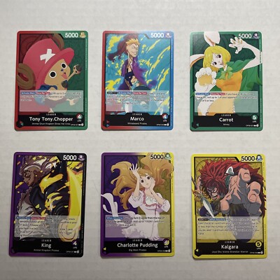 OP08 Two Legends Set 6 Base Leader Lot Cards One Piece TCG Non Alt Art ...
