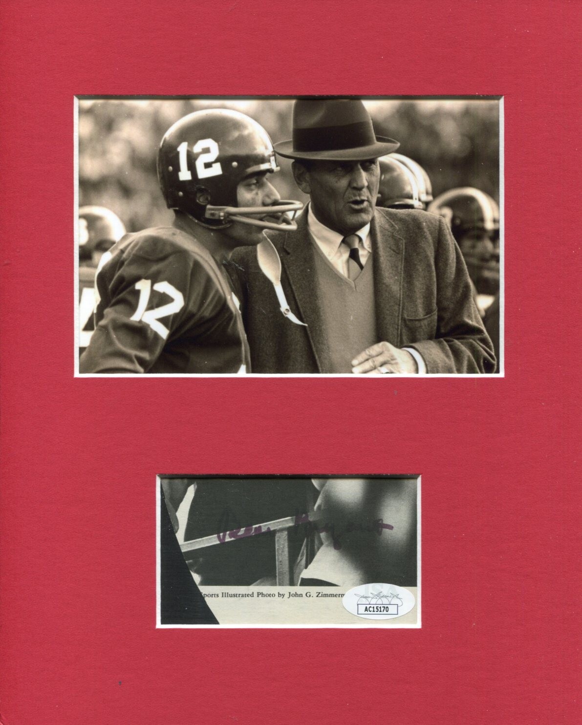 Bear Bryant Autographed Signed Alabama Crimson Tide Autograph Photo Dis ...
