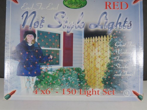 Vintage NOS Red Christmas Net Style String Lights 150ct Enchanted ...
